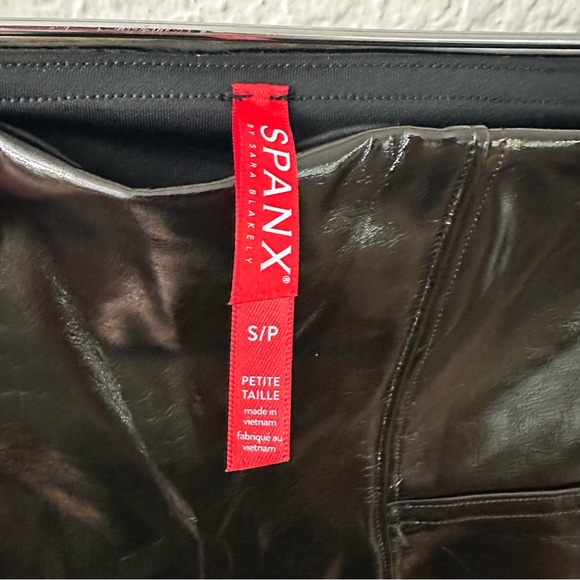 SPANX | Pants & Jumpsuits | Spanx Patent Faux Leather Leggings Black ...